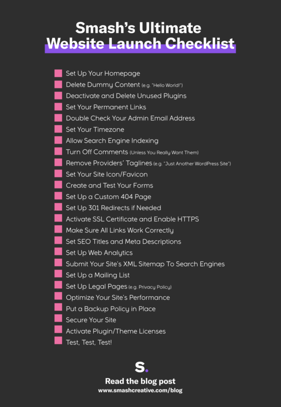 Website Launch Checklist – Smash Creative